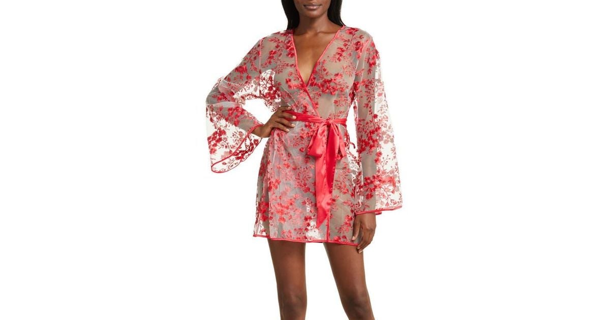 Coquette Floral Embroidered Sheer Mesh Robe | Lyst