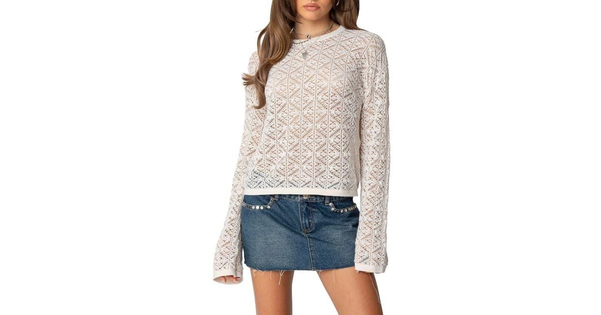 Edikted Openwork Sweater in White | Lyst