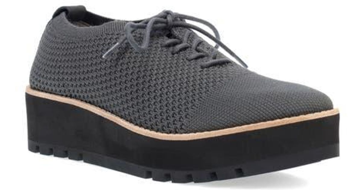 Eileen Fisher Edna Knit Wedge Oxford in Gray | Lyst