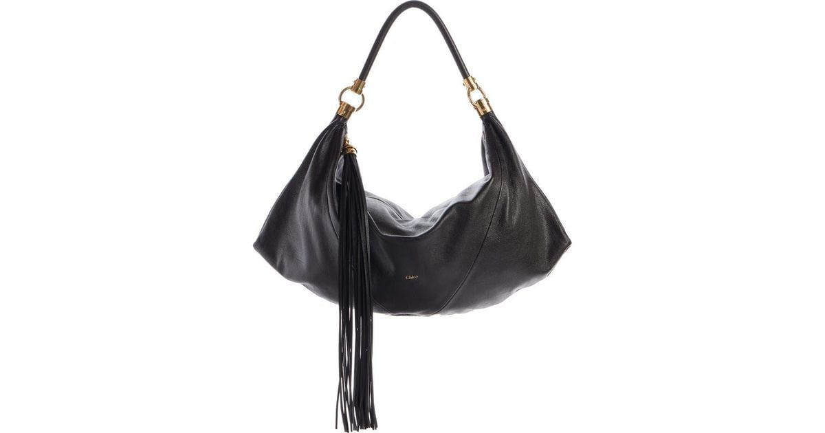 Chloé Medium Foulard Leather Hobo Bag in Black | Lyst