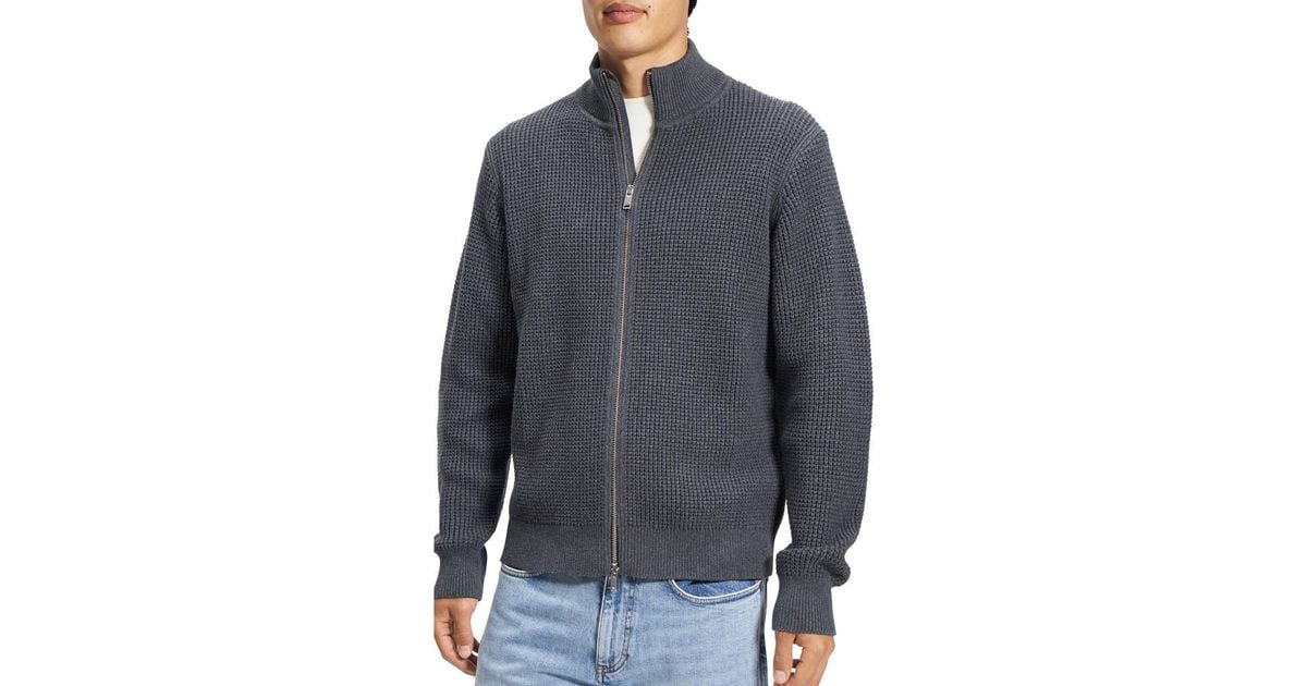 Theory Gary Front Zip Cardigan in Gray for Men | Lyst