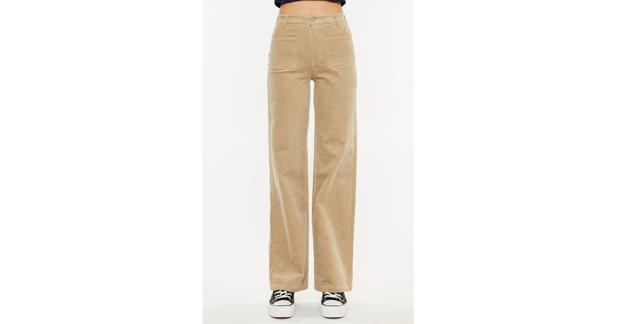 Kancan Saturn Ultra High Rise Wide Leg Corduroy Pants in Natural | Lyst