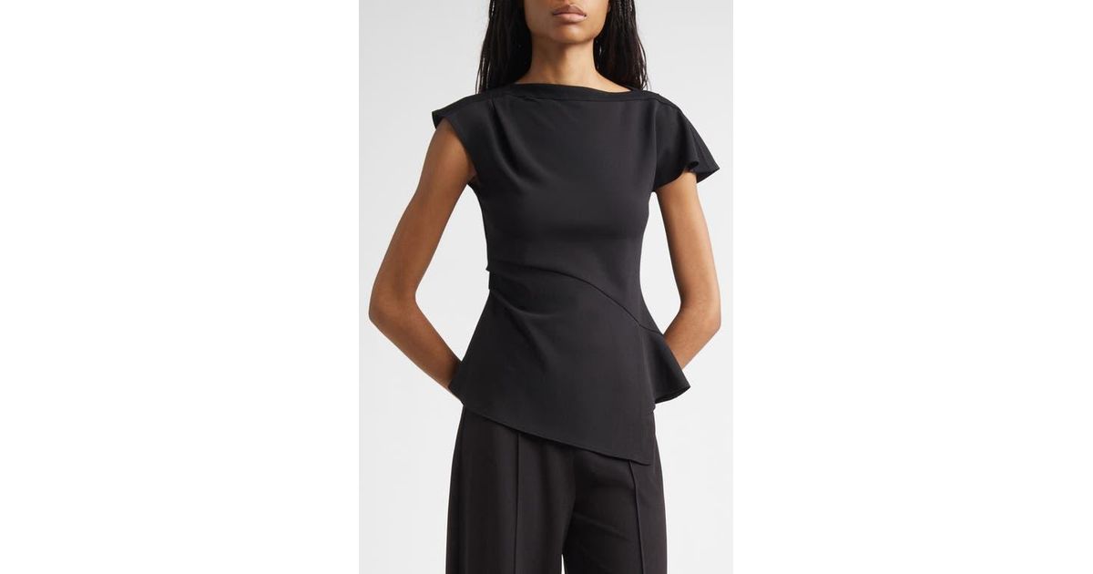 10 Crosby Derek Lam Luelle Asymmetric Peplum Top in Black | Lyst