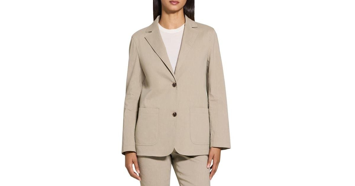 Theory Relaxed Fit Linen Blend Blazer in Natural | Lyst