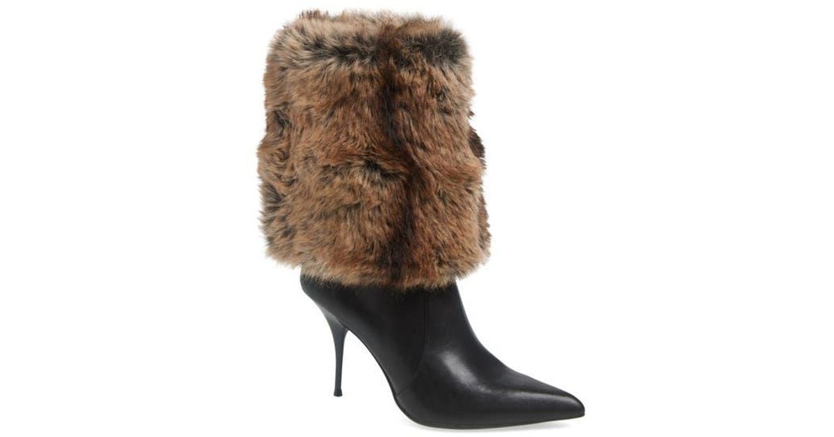 Jeffrey Campbell Thermal Faux Fur Cuff Bootie in Brown | Lyst