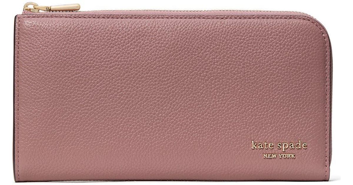 Kate Spade Devin Pebble Leather Zip Wallet in Purple | Lyst