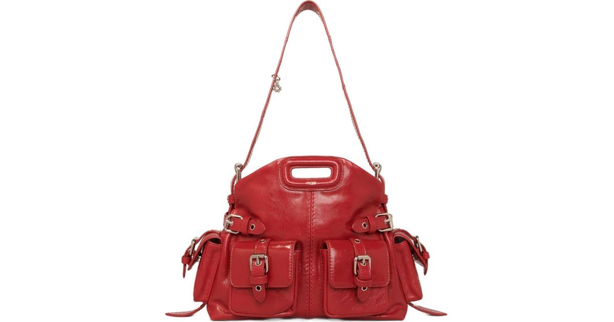Maje Miss M Mini Cargo Leather Bag in Red | Lyst