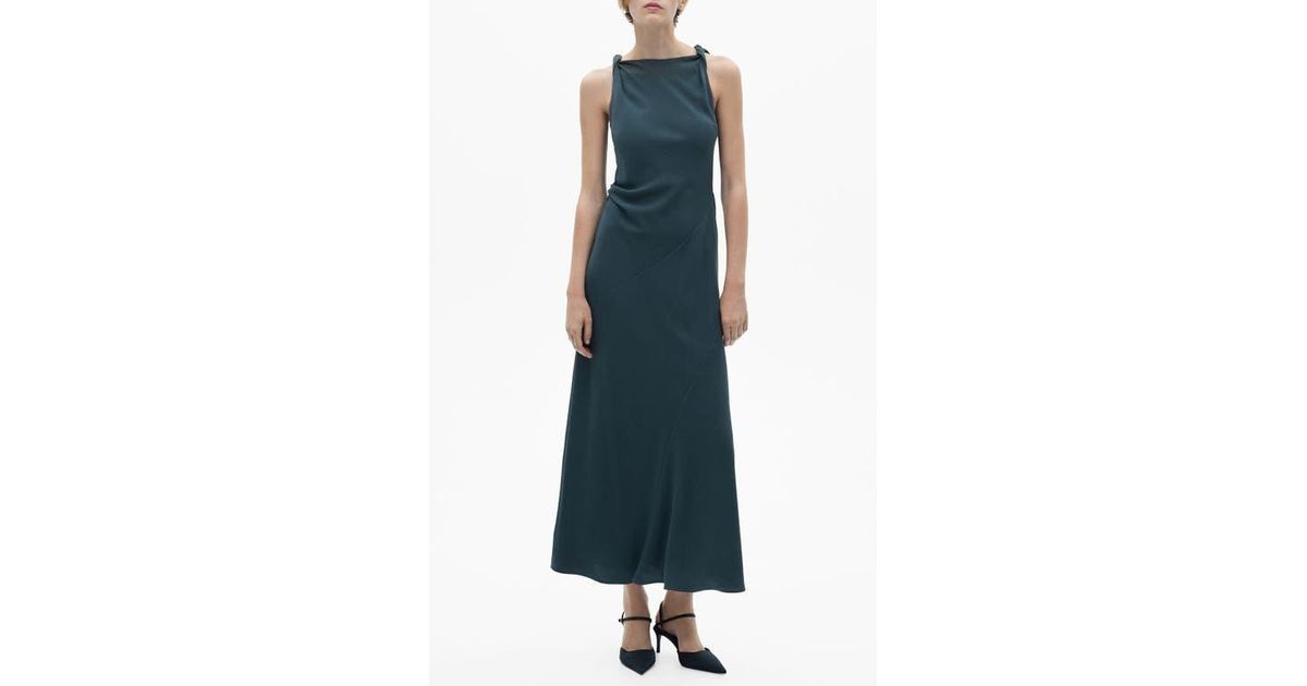 Mango Braided Strap Draped Panel Dress in Blue | Lyst