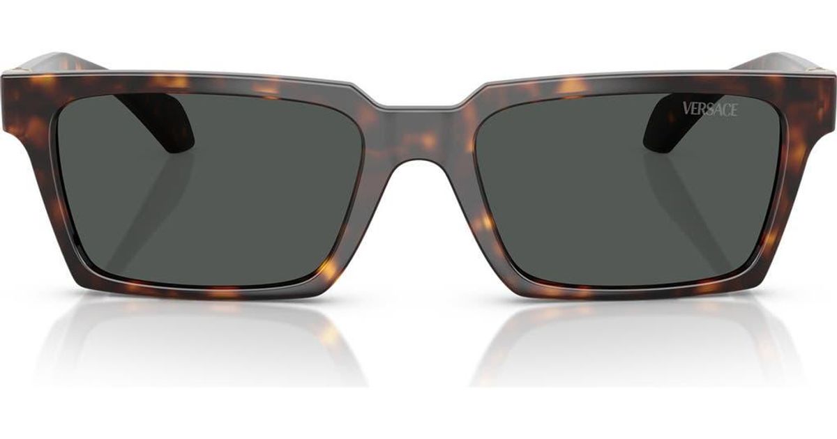 Versace 55Mm Rectangular Sunglasses in Gray for Men | Lyst
