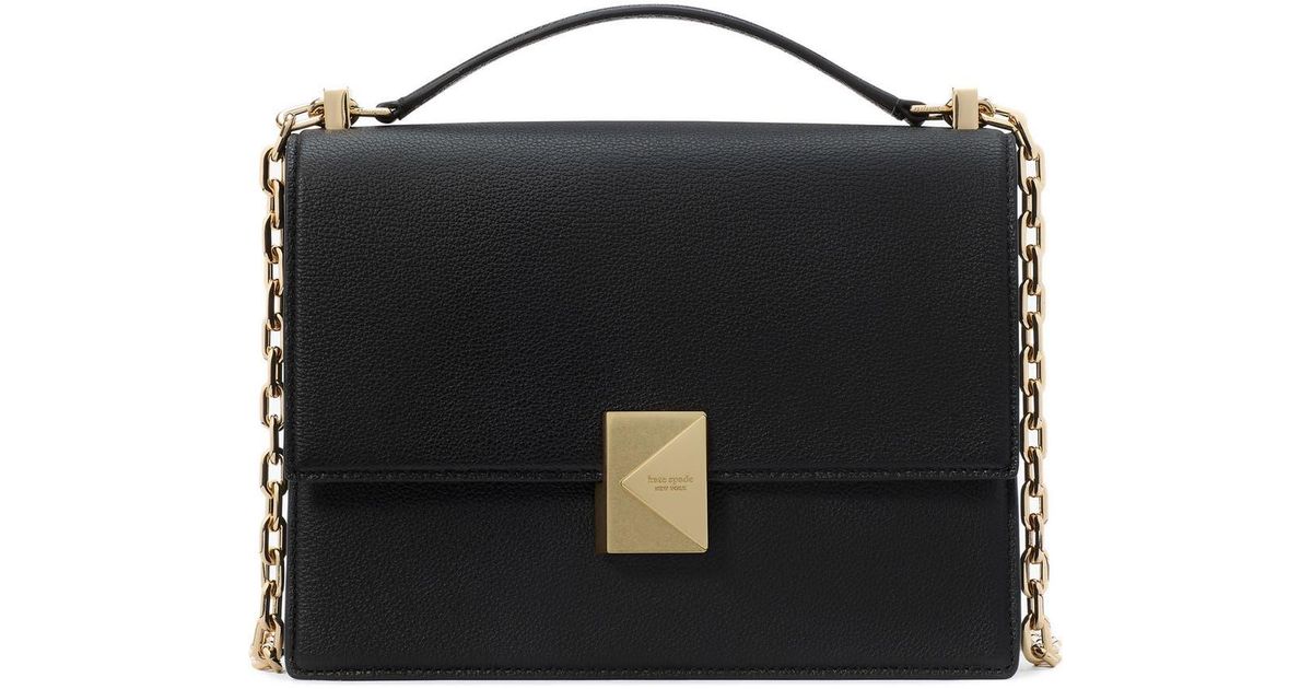 Kate Spade Deco Pebbled Leather Convertible Crossbody Bag in Black | Lyst