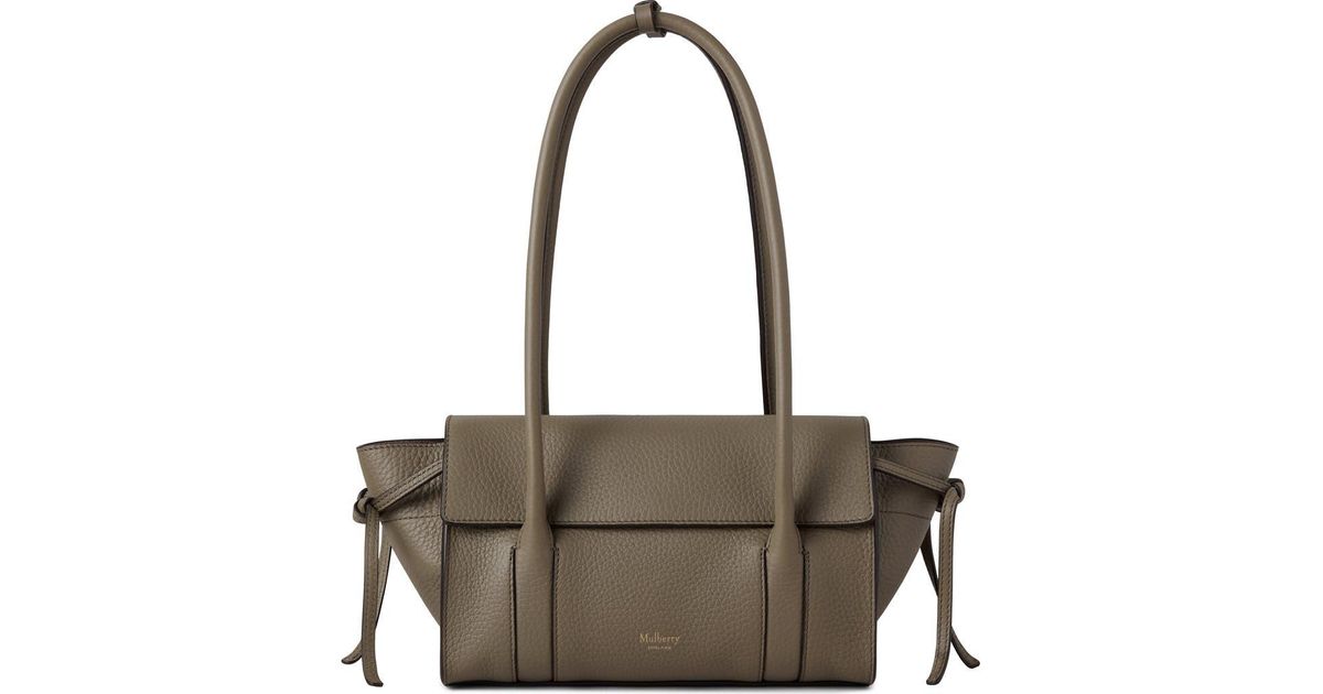Mulberry Mini Soft Bayswater Grained Leather Satchel in Gray | Lyst