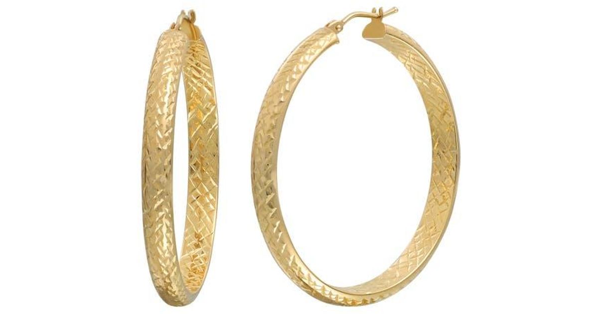 Bony Levy 14K Diamond Cut Hoop Earrings in Metallic | Lyst