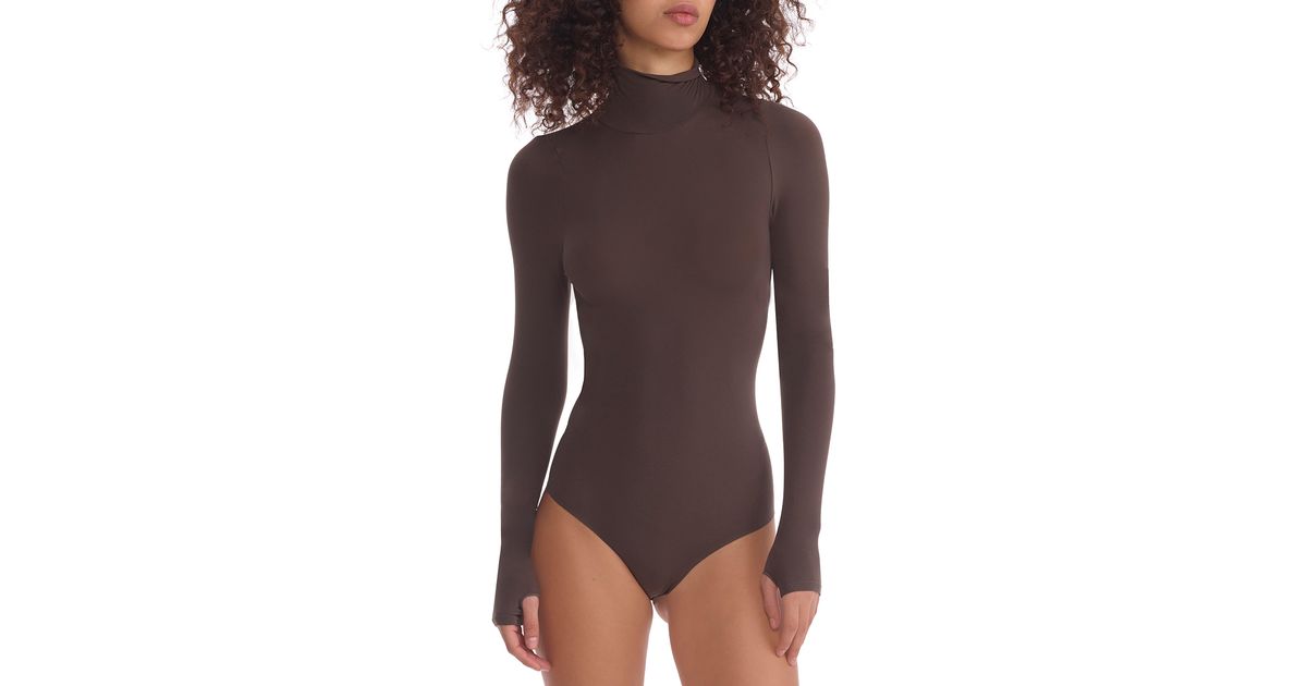Commando Ballet Body Turtleneck Thong Bodysuit In Brown Lyst