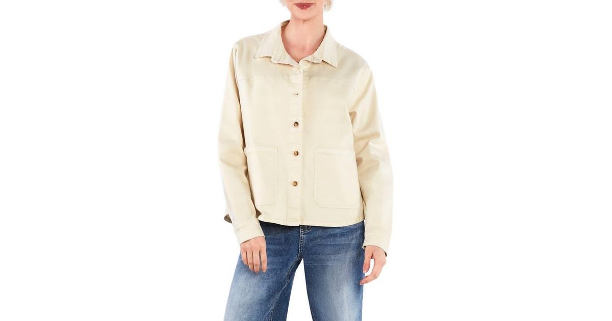 HINT OF BLU The Latest Scoop Denim Shirt Jacket in White | Lyst