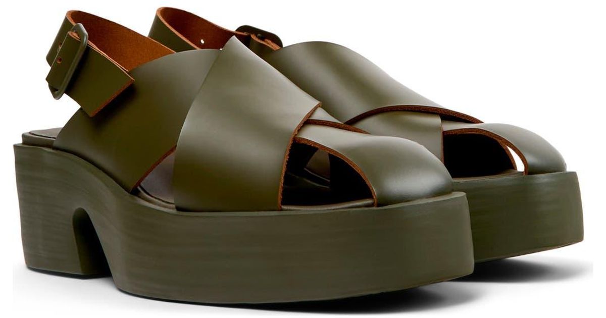 Camper Billie Slingback Platform Sandal in Green | Lyst