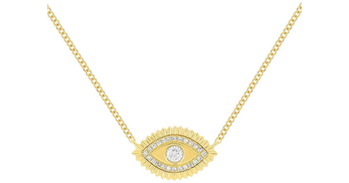 EF Collection Evil Eye Diamond Pendant Necklace in Metallic | Lyst