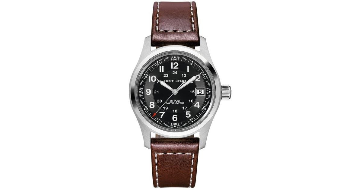Hamilton Khaki Field Automatic Leather Strap Watch, 38Mm in Black for ...