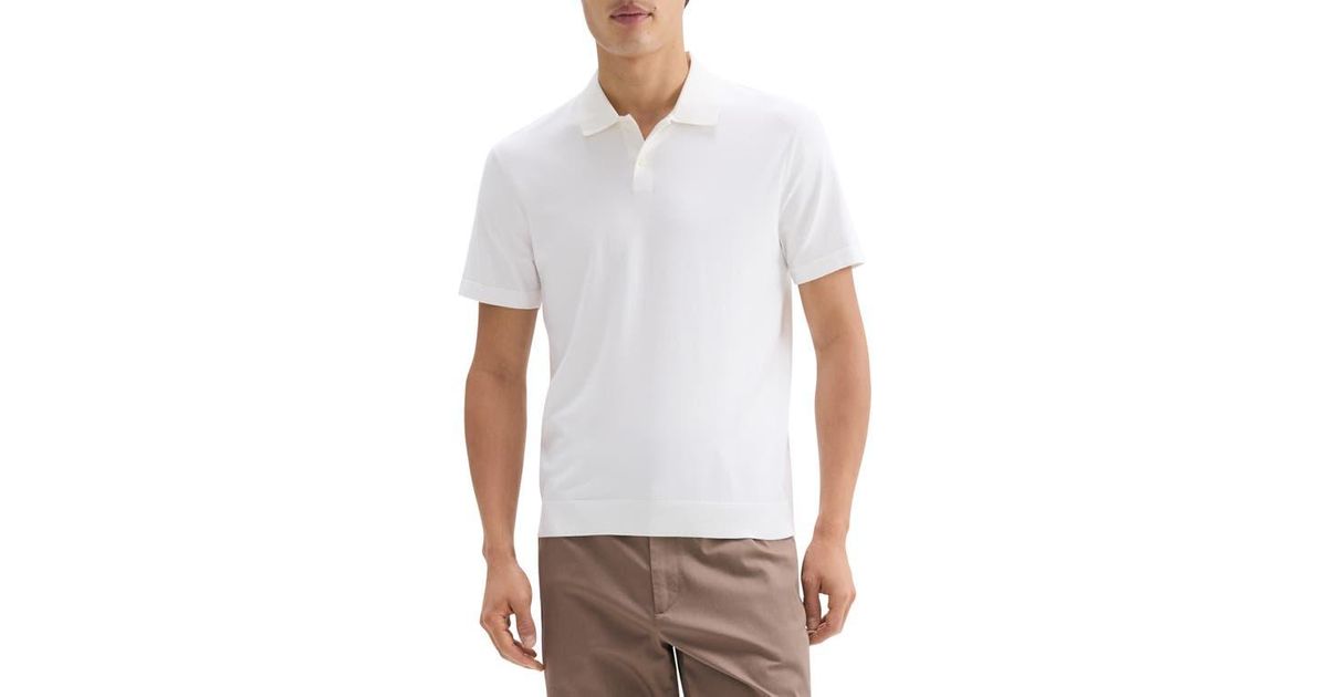 Theory Goris Grid Light Performance Polo in White for Men | Lyst