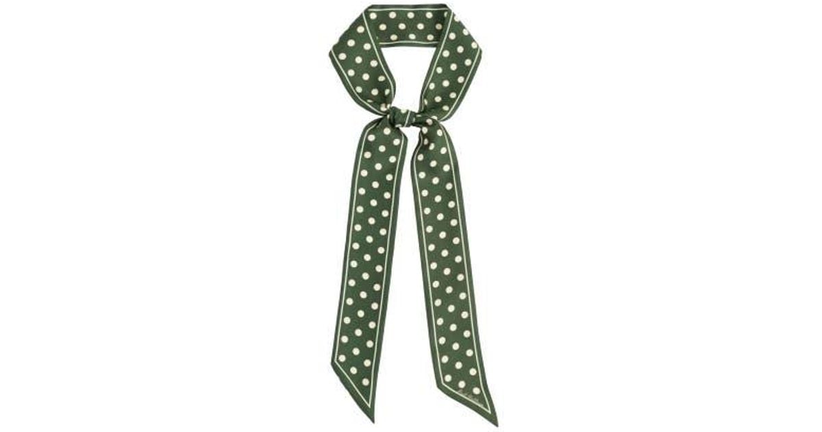 Lost Pattern Retro Polka Silk Skinny Scarf in Green | Lyst