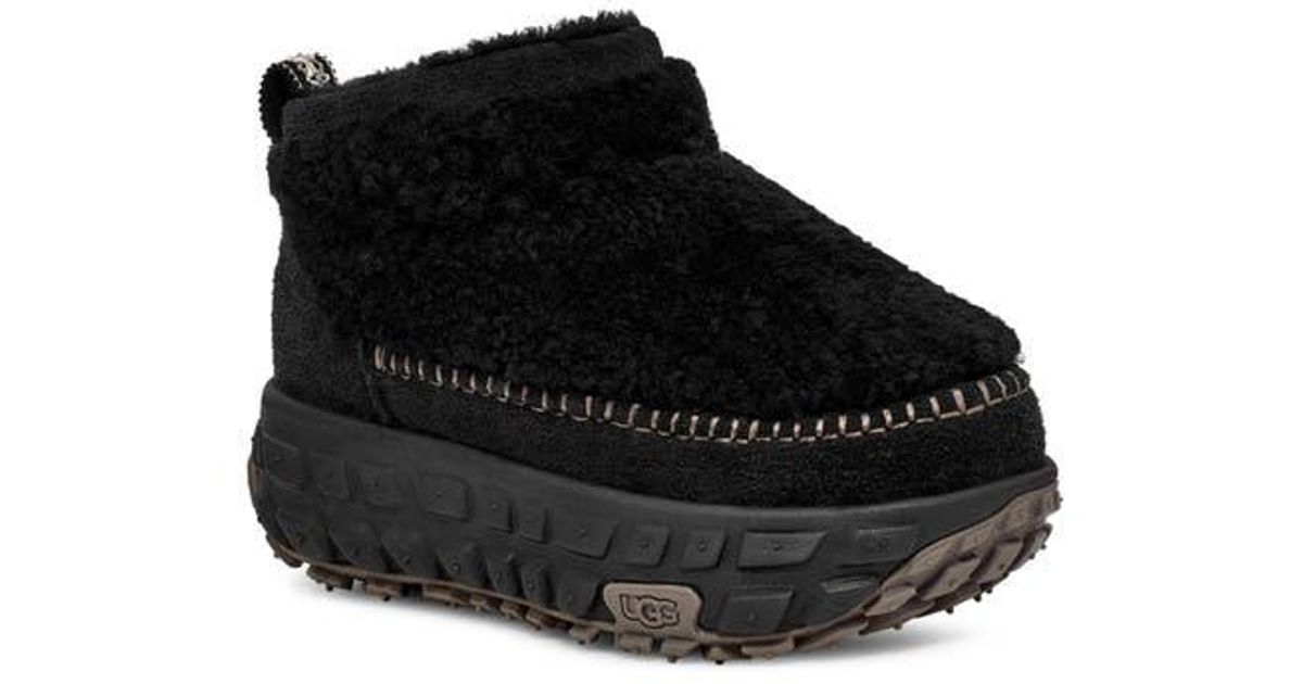 UGG Venture Daze Ultra Mini Genuine Shearling Platform Bootie in Black ...