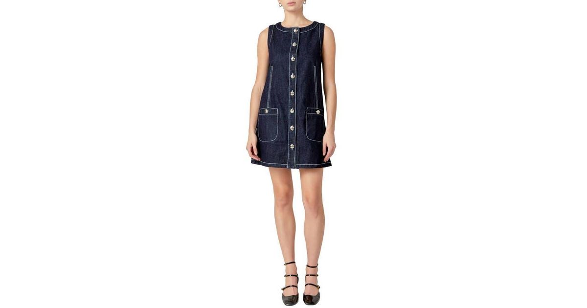 English Factory Sleeveless Denim Minidress in Blue | Lyst