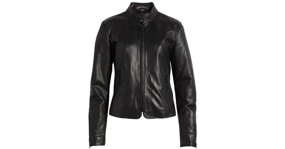 Schott Nyc Cafe Racer Leather Jacket in Black | Lyst