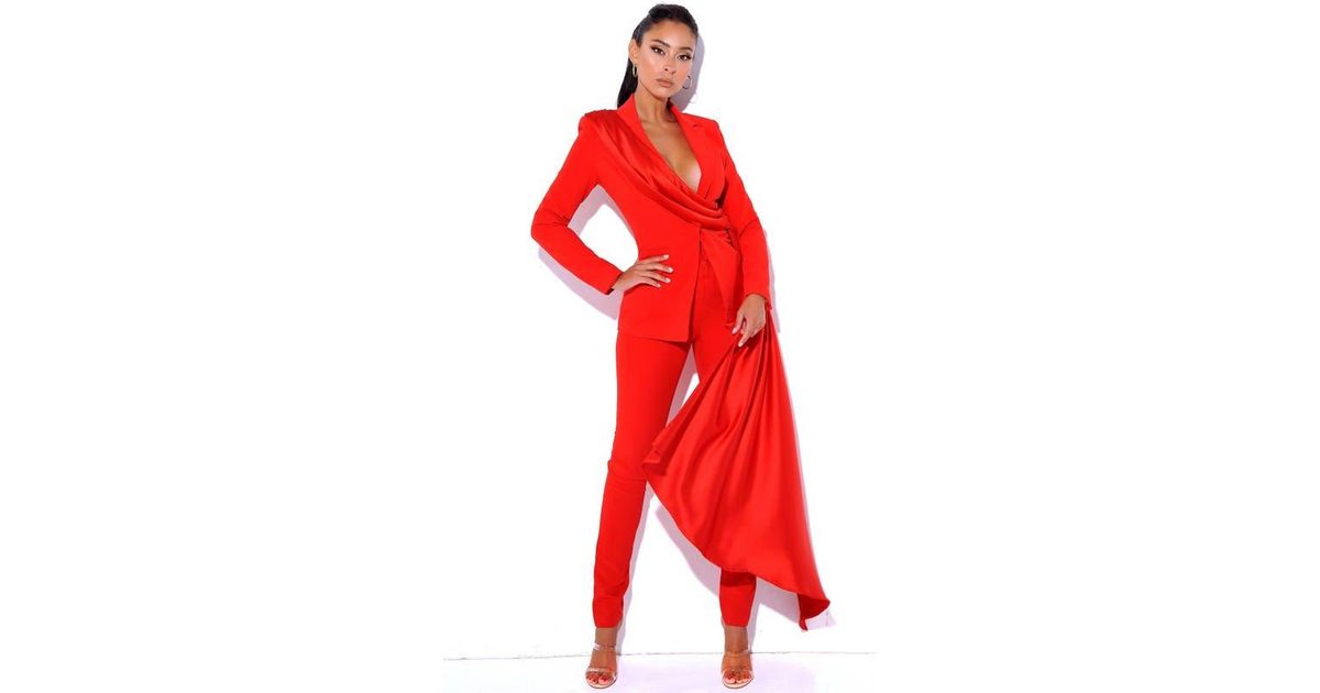 Miss Circle Vandra Draping Blazer Jacket in Red | Lyst