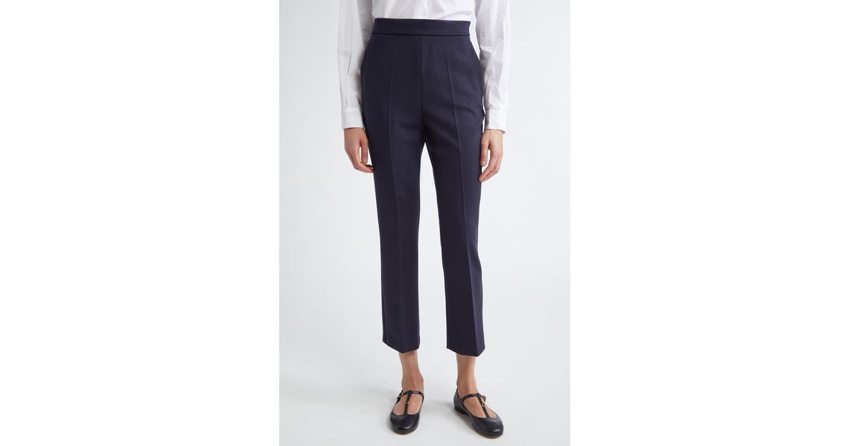 Max Mara Nepeta Wool Stretch Crepe Ankle Pants in Blue | Lyst