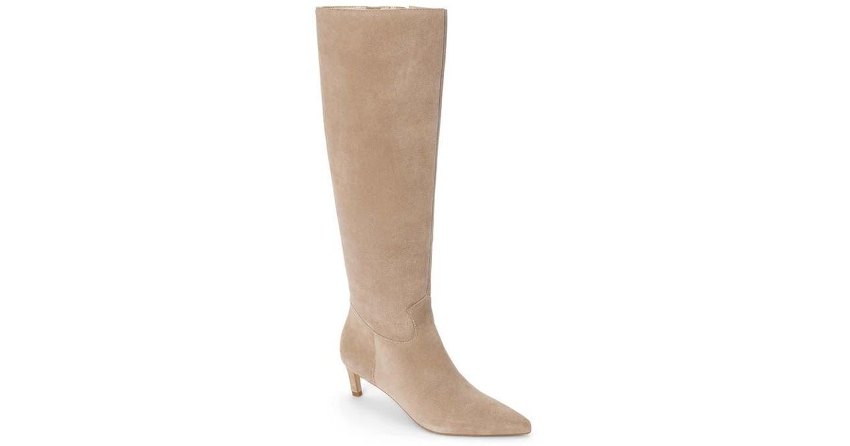Matisse Elevate Pointed Toe Knee High Kitten Heel Boot in Brown | Lyst