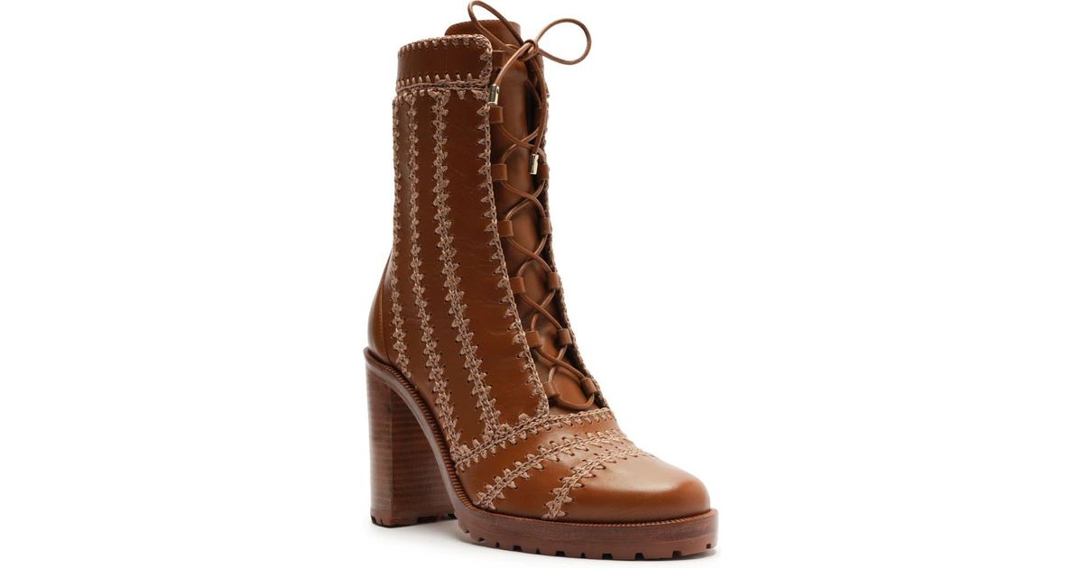 Alexandre Birman Pieced Leather Combat Boots in Brown | Lyst