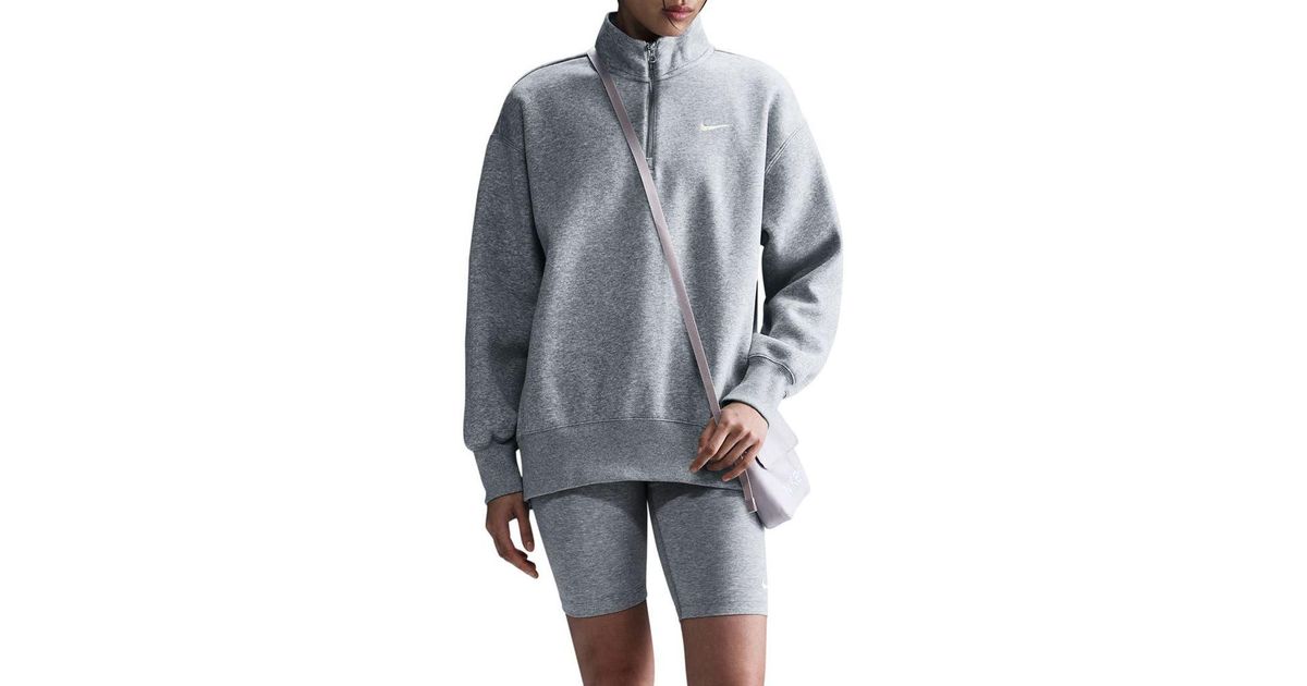 Nike Sportswear Phoenix Oversize Fleece Quarter Zip Top in Gray | Lyst