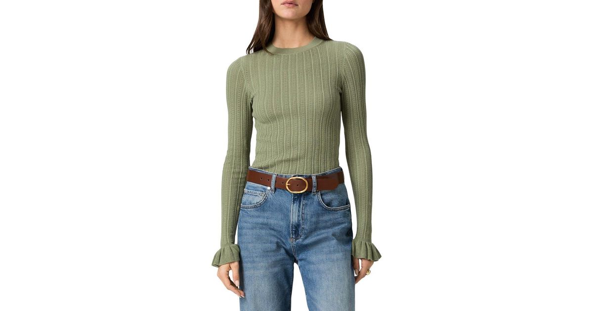 PAIGE Ophelia Pointelle Organic Cotton Blend T-Shirt in Green | Lyst