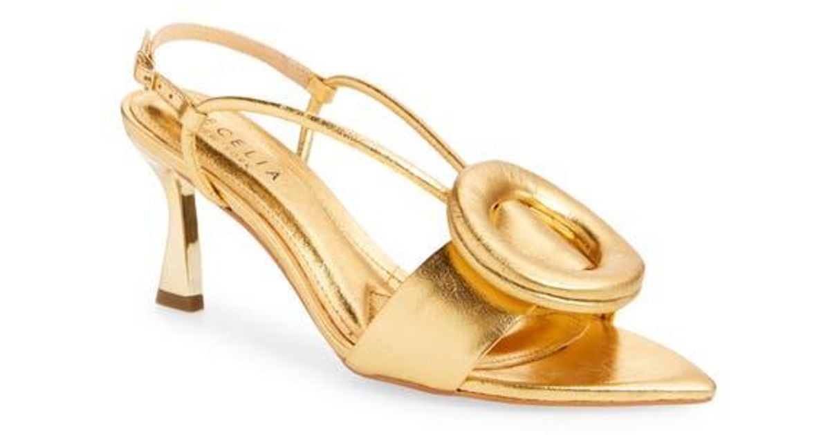 Cecelia New York Myra Pointed Toe Slingback Sandal in Metallic | Lyst