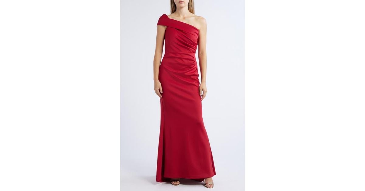 Eliza J Off The Shoulder Fit & Flare Gown in Red | Lyst