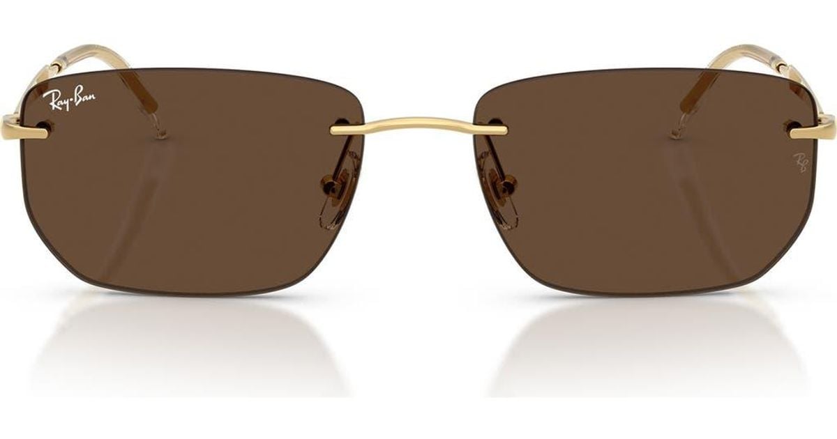 Ray-Ban 56Mm Rimless Rectangular Sunglasses in Brown | Lyst