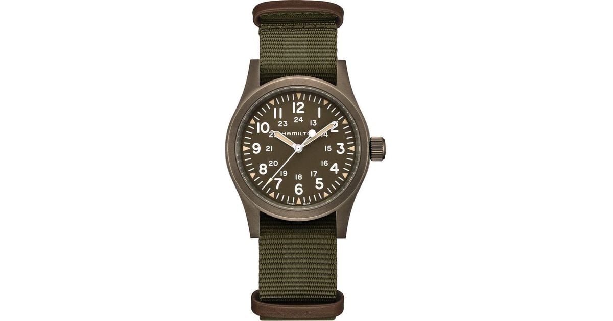 Hamilton Khaki Field Mechanical Nato Strap Watch, 38Mm in Green | Lyst