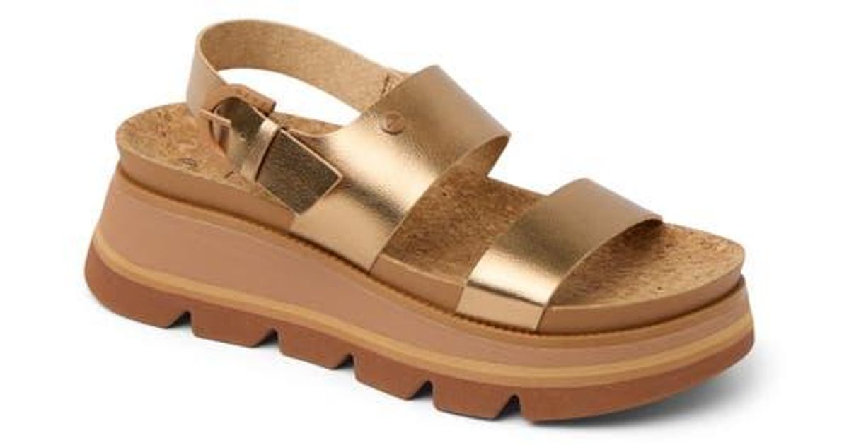 Reef Vista Luxe Liah Slingback Platform Sandal in Brown | Lyst