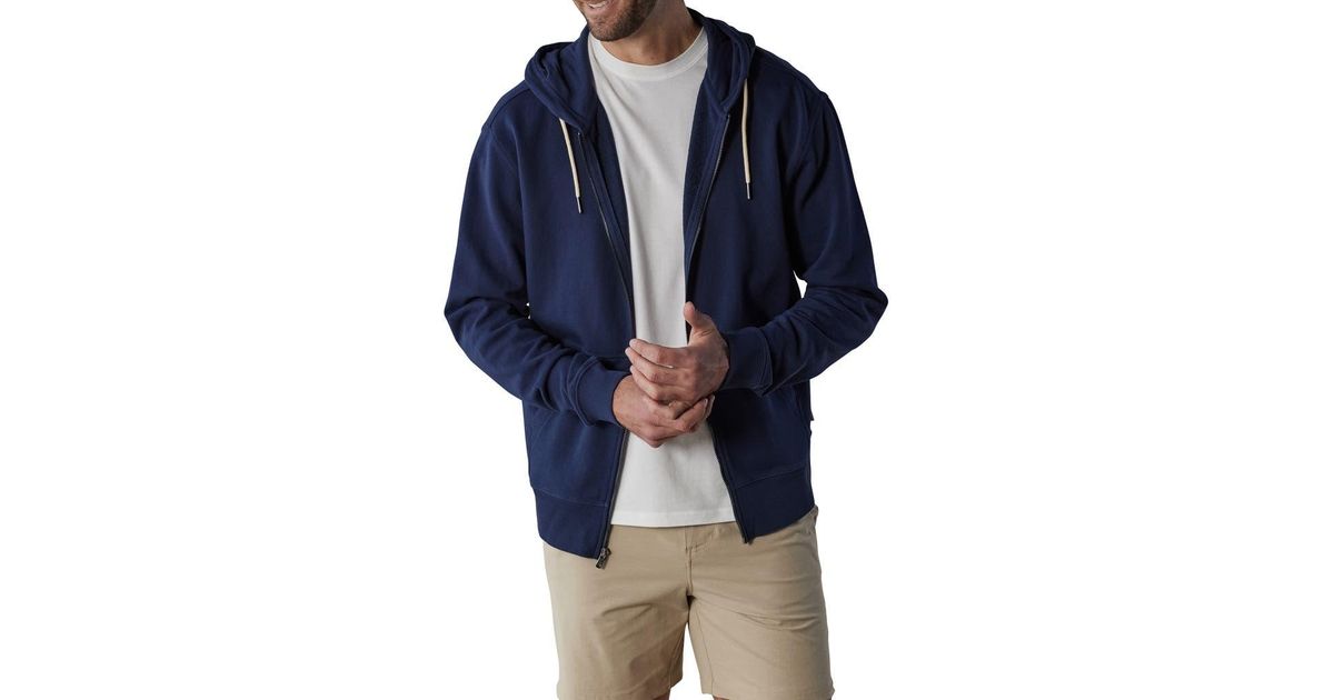 The Normal Brand Cole French Terry Zip-Up Hoodie in Blue for Men | Lyst