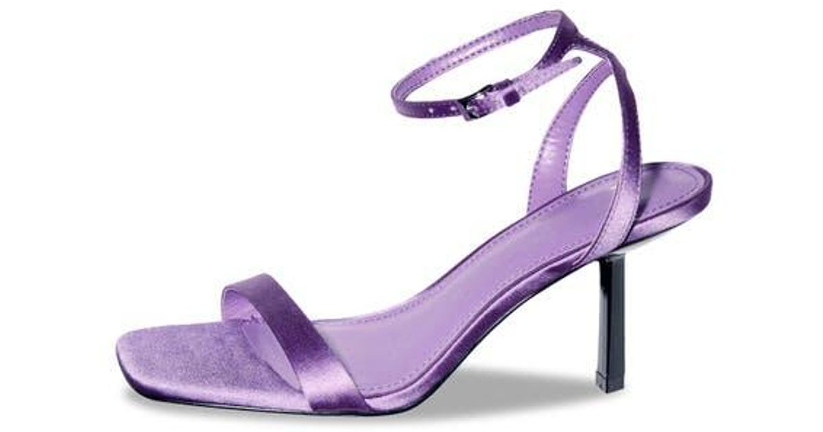 Mango Square Toe Satin Sandal in Pink | Lyst