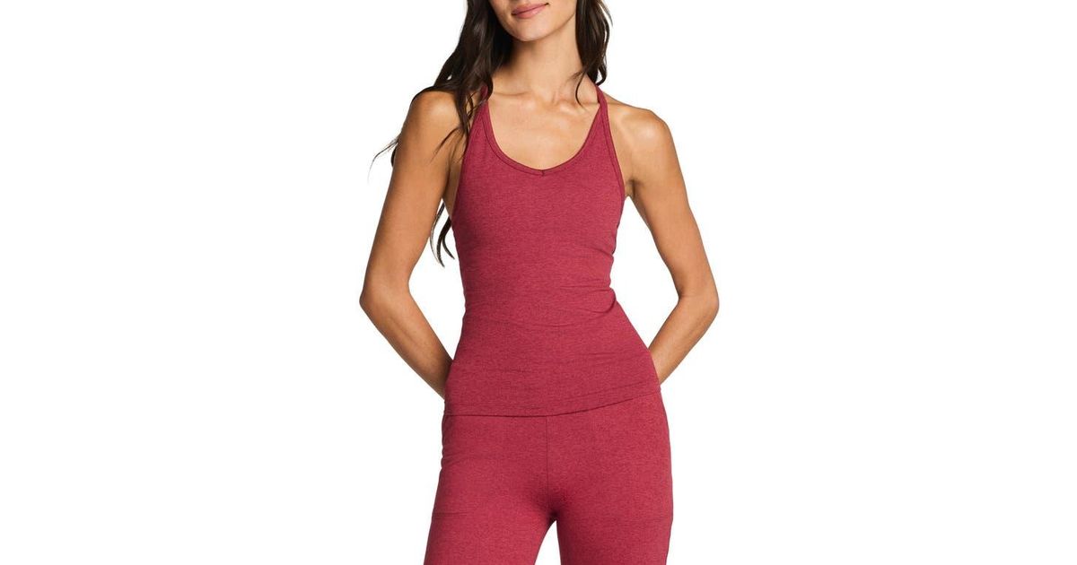 Spanx Softstretch Rib Shelf Bra Performance Tank in Red | Lyst