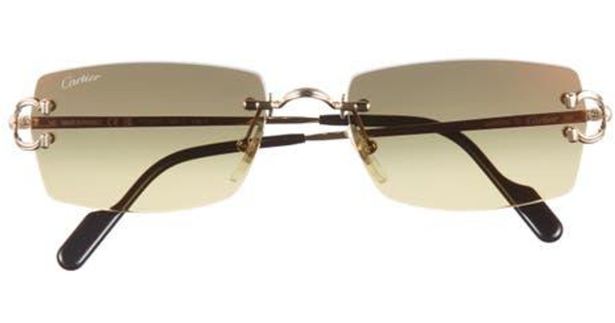Cartier 56Mm Rimless Rectangular Sunglasses for Men | Lyst