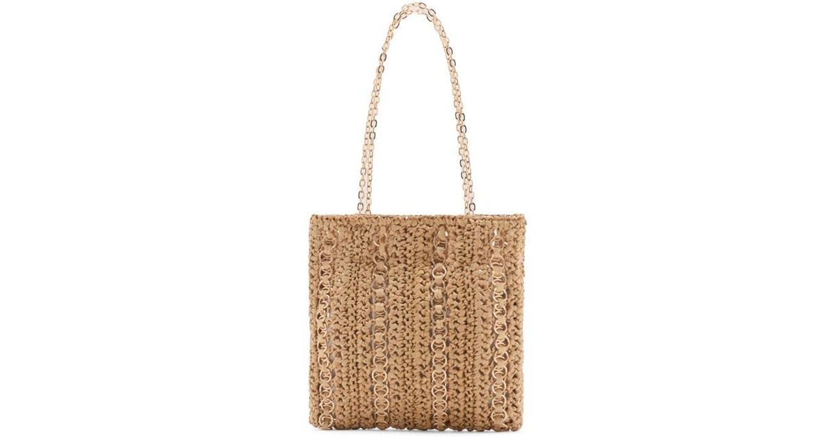 Mango Ring Embellished Woven Straw Tote in Natural | Lyst