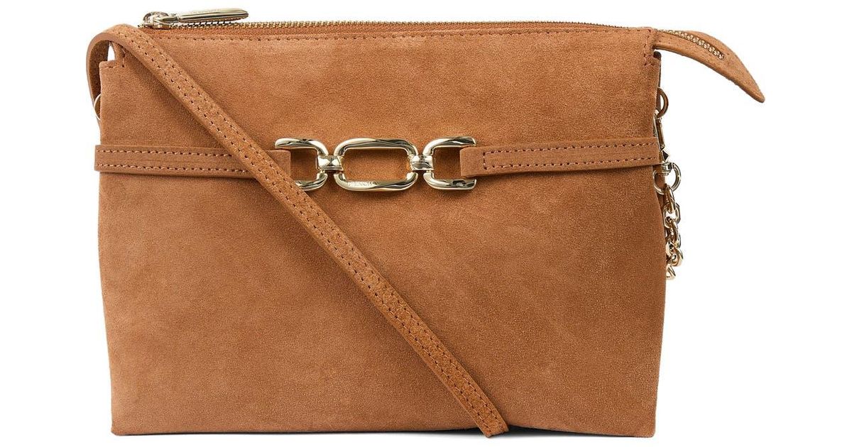 LK Bennett Cleo Oloid Slouch Suede Crossbody Bag in Brown | Lyst