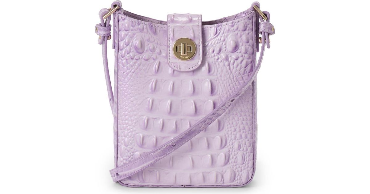Brahmin Marley Croc Embossed Leather Crossbody Bag in Purple | Lyst