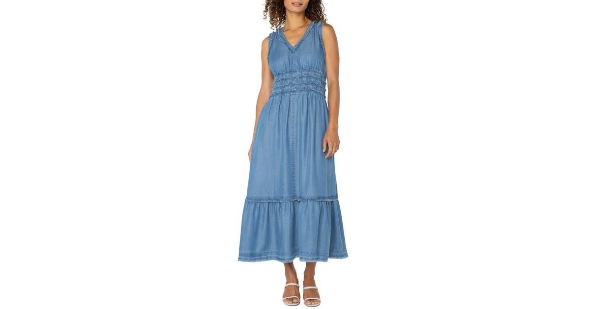Liverpool Los Angeles Denim Maxi Dress in Blue | Lyst