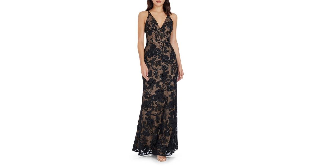 Dress the Population Sharon Floral Sequin Sleeveless Mermaid Gown in ...