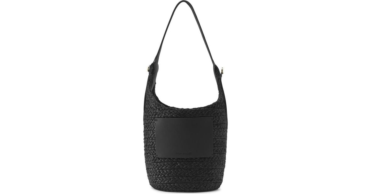Helen Kaminski Nisida Raffia Bucket Bag in Black | Lyst