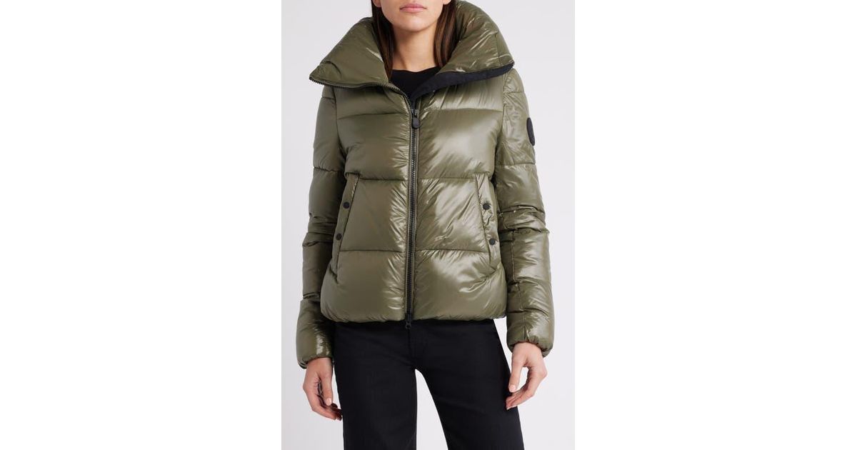 Save The Duck Isla Water Repellent Puffer Coat in Green | Lyst