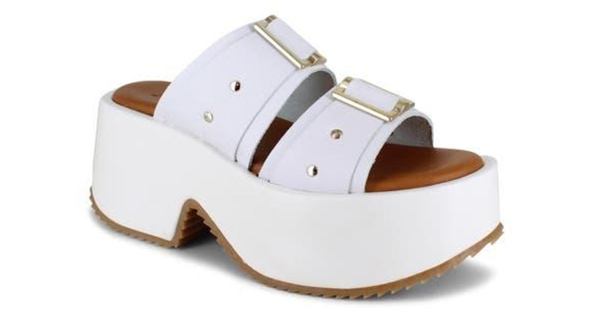 Zigi Fanela Platform Slide Sandal in White | Lyst