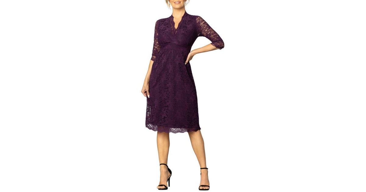 Kiyonna Scalloped Boudoir Lace Cocktail Dress in Purple | Lyst